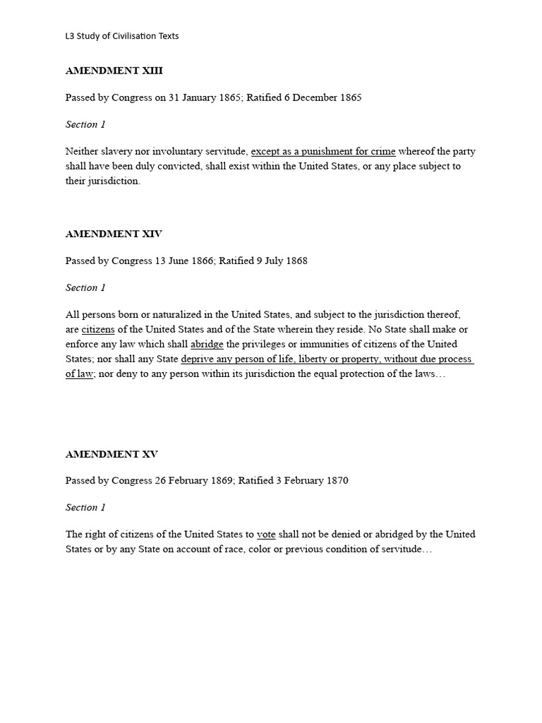Civil Rights Amendments Overview | PDF