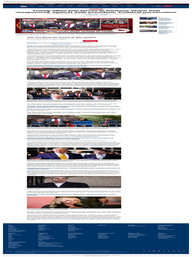 Trump Allies Join Forces To Hammer 'Sham' Trial 'Weaponized' Against | PDF