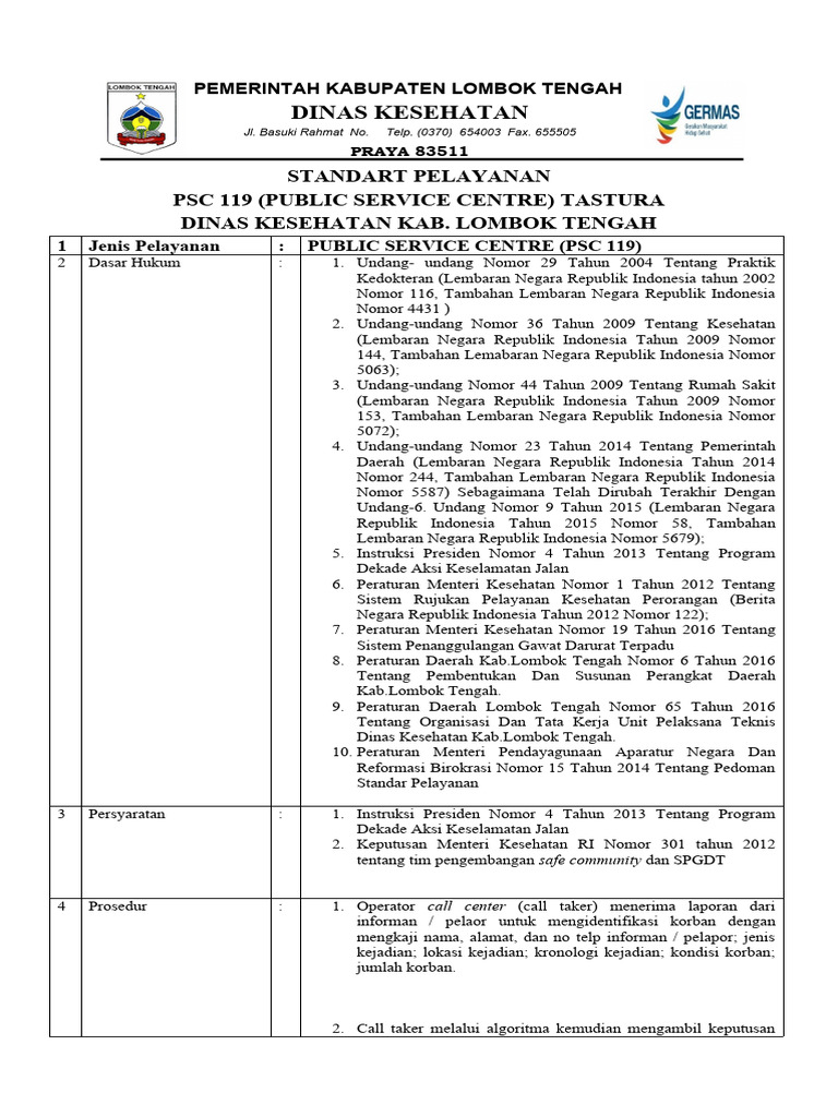 Standart Pelayanan PSC 119 | PDF