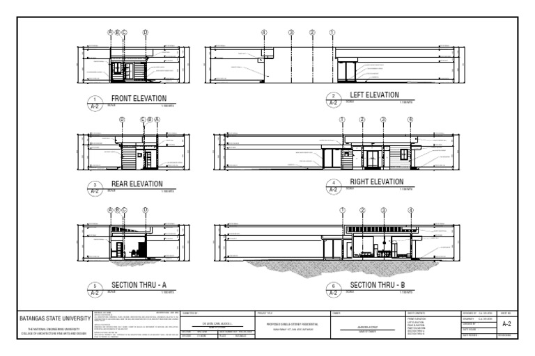 Front Elevation Left Elevation: ABC D 4 3 2 1 | PDF | Wall | Structural Engineering