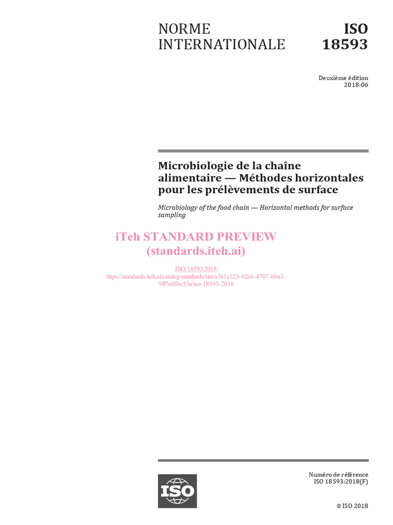 Iso 18593 2018 | PDF | Organisation internationale de normalisation | Microbiologie