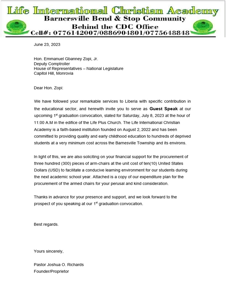 Invitation To Guest Speaker | PDF