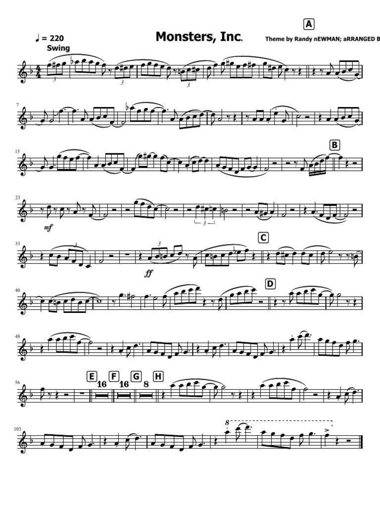 Monsters_Inc._Theme_for_Big_Band-Tenor_Saxophone | PDF
