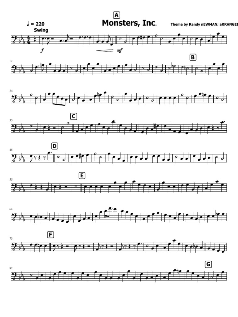 Monsters_Inc._Theme_for_Big_Band-Acoustic_Bass | PDF