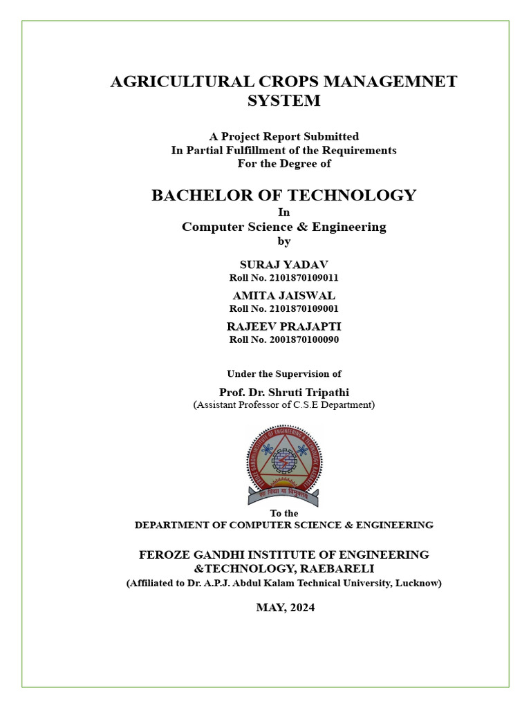 Agricultural Crop Management System | PDF | Machine Learning ...