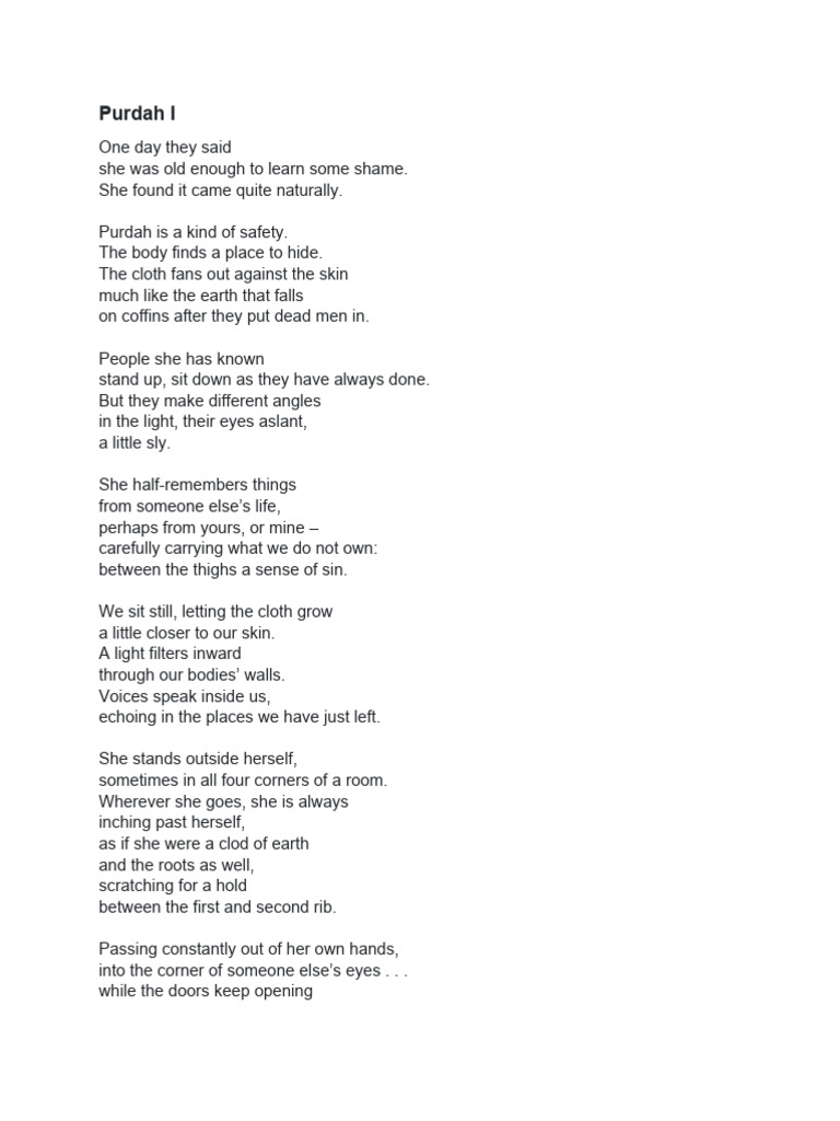 Imtiaz Dharker Poems Sem 9 | PDF