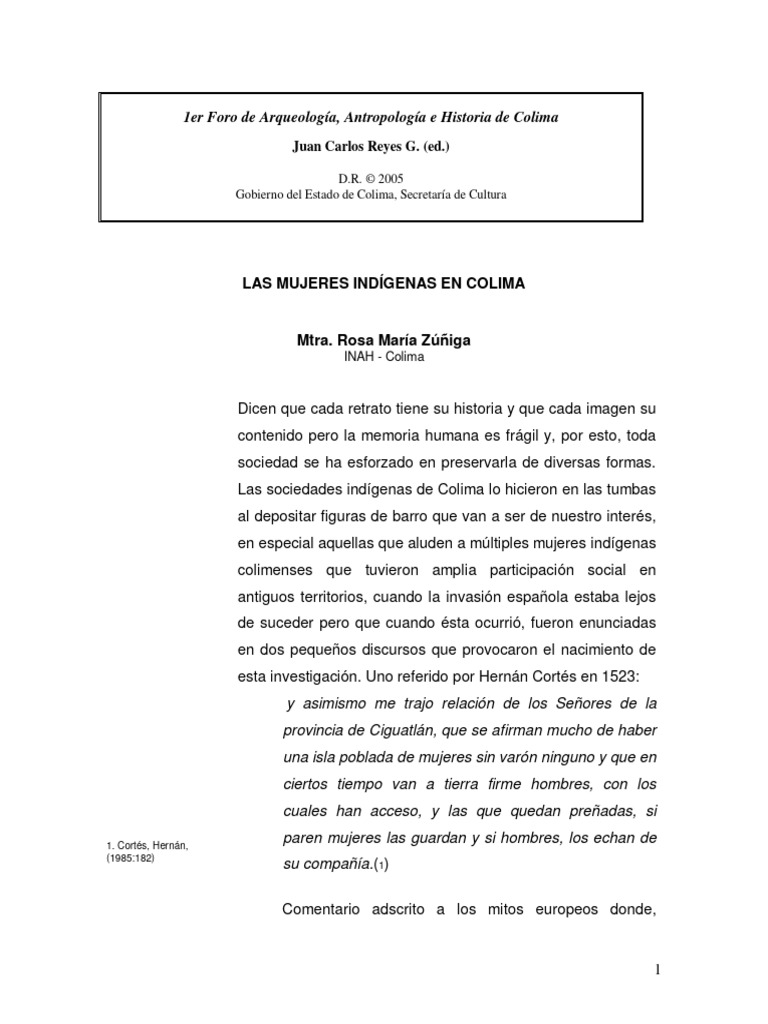 Mujeres indígenas en la historia de Colima | PDF | Sociedad | Género