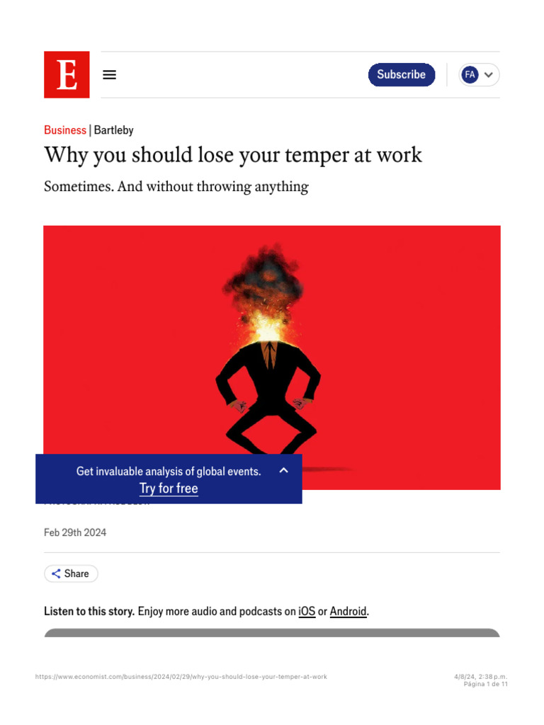 Why You Should Lose Your Temper at Work | PDF | Anger | Psychology