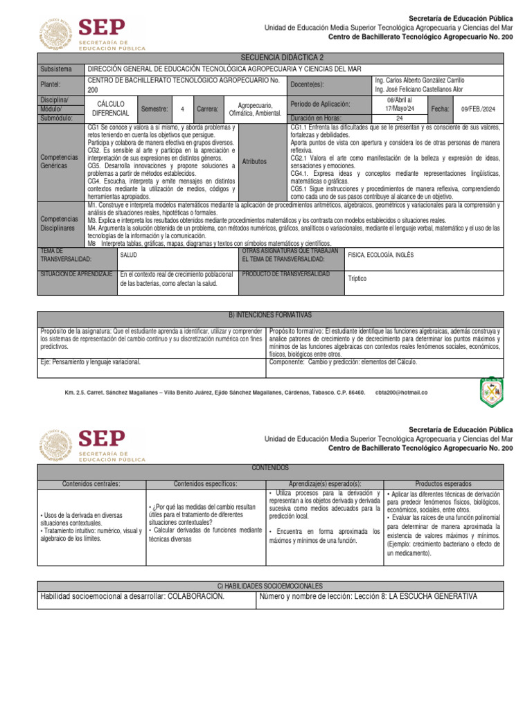 Secuencia Didactica - 2 Cálculo Diferencial | Descargar gratis PDF | Evaluación | Aprendizaje