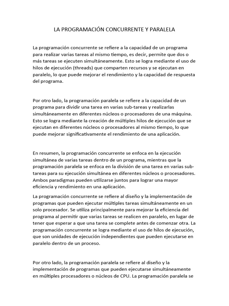 La Programación Concurrente y Paralela | PDF | Unidad Central de procesamiento | Computación ...