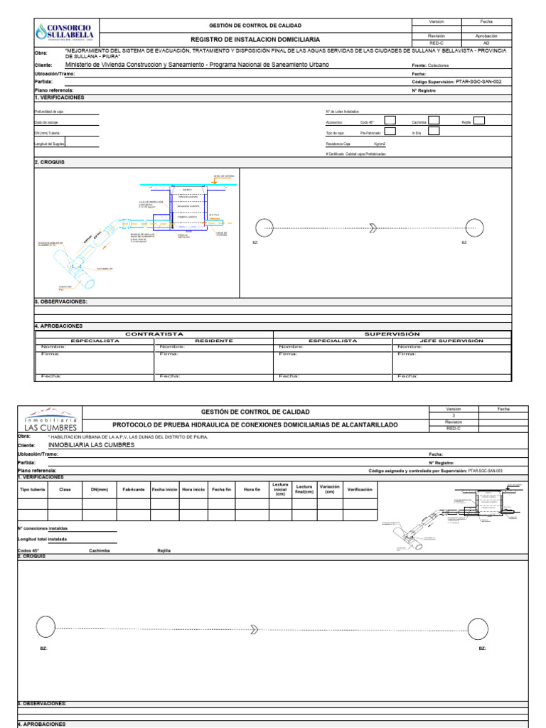 F. Protocolo de Prueba Hiddraulica de Conexiones Domiciliarias de Alcantarillado-W | Descargar ...