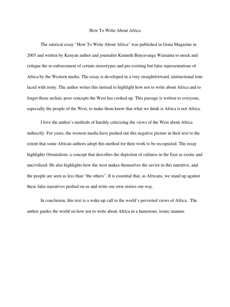 Critique of Writing About Africa | PDF