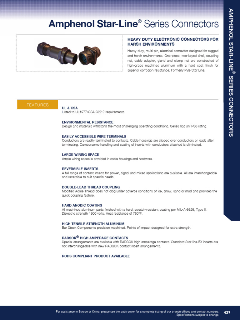 439-466 Starline | PDF | Electrical Connector | Materials Science