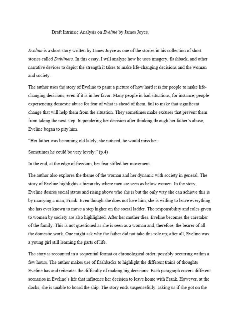 Intrinsic Analysis On Eveline by James Joyce | PDF