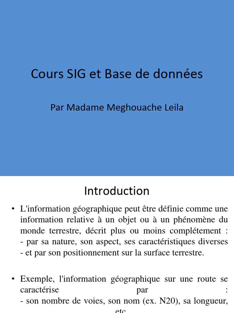 Introduction aux SIG et Bases de Données | PDF | Internet | Internet et Web