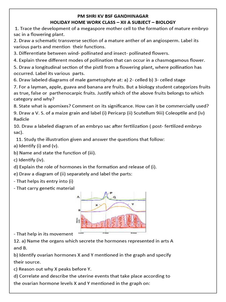 Summer Vacation Bio HHW 24 | PDF | Ovary | Reproduction