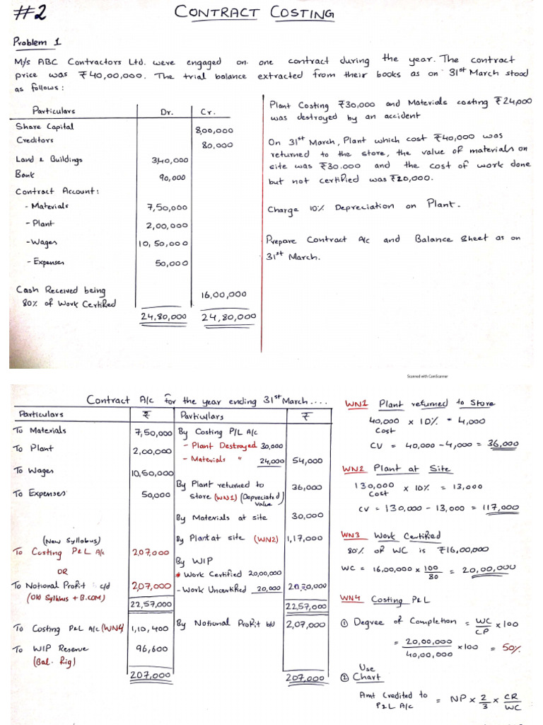 #2 #3 #4 Contract Costing - Problems | PDF