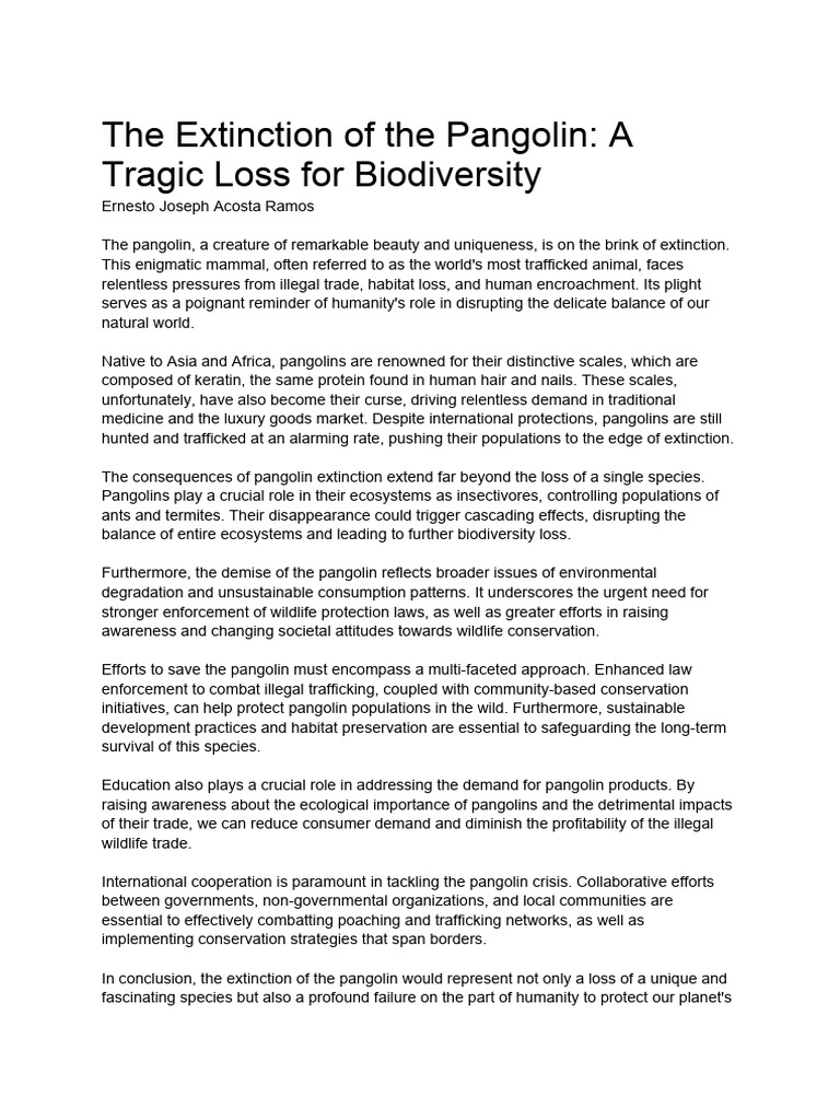 Pangolin Extinction: Urgent Conservation Needs | PDF | Extinction ...