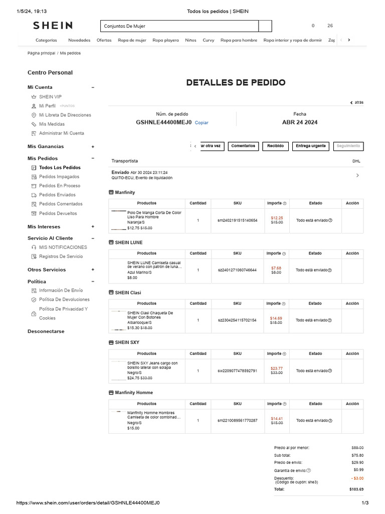 Todos los pedidos _ SHEIN | PDF