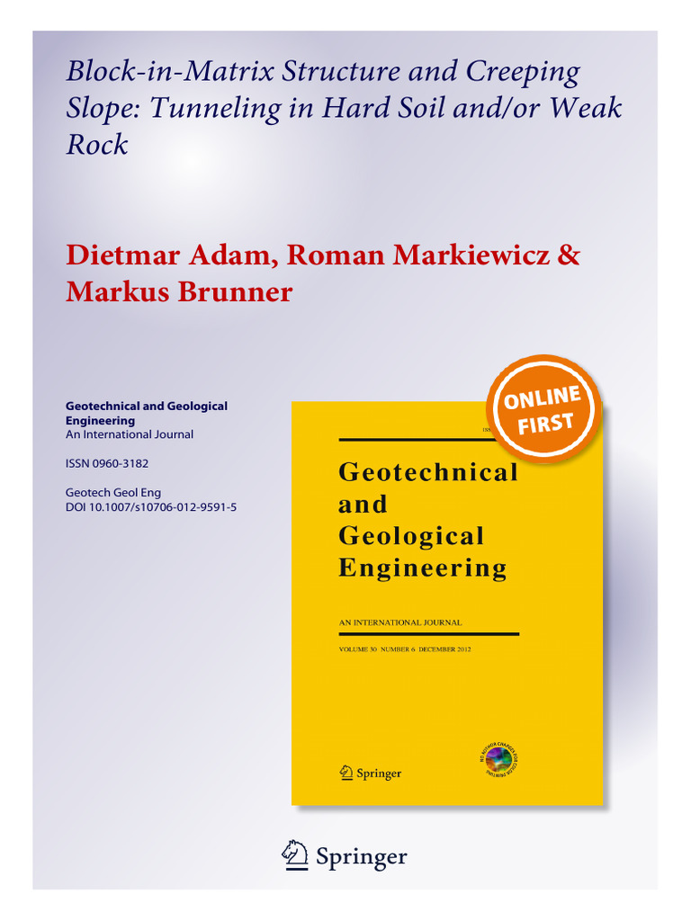 Block in Matrix Structure and Creeping Slope Tunneling in Hard Soil And ...
