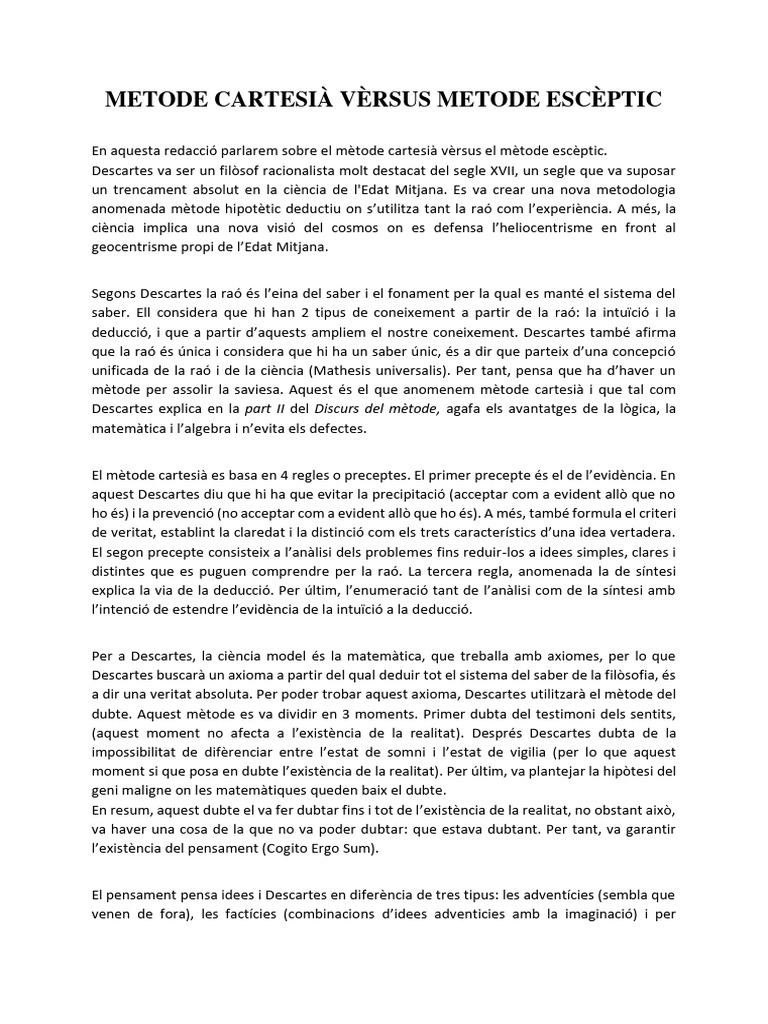 Dubte Metòdic VS Dubte Escèptic | PDF