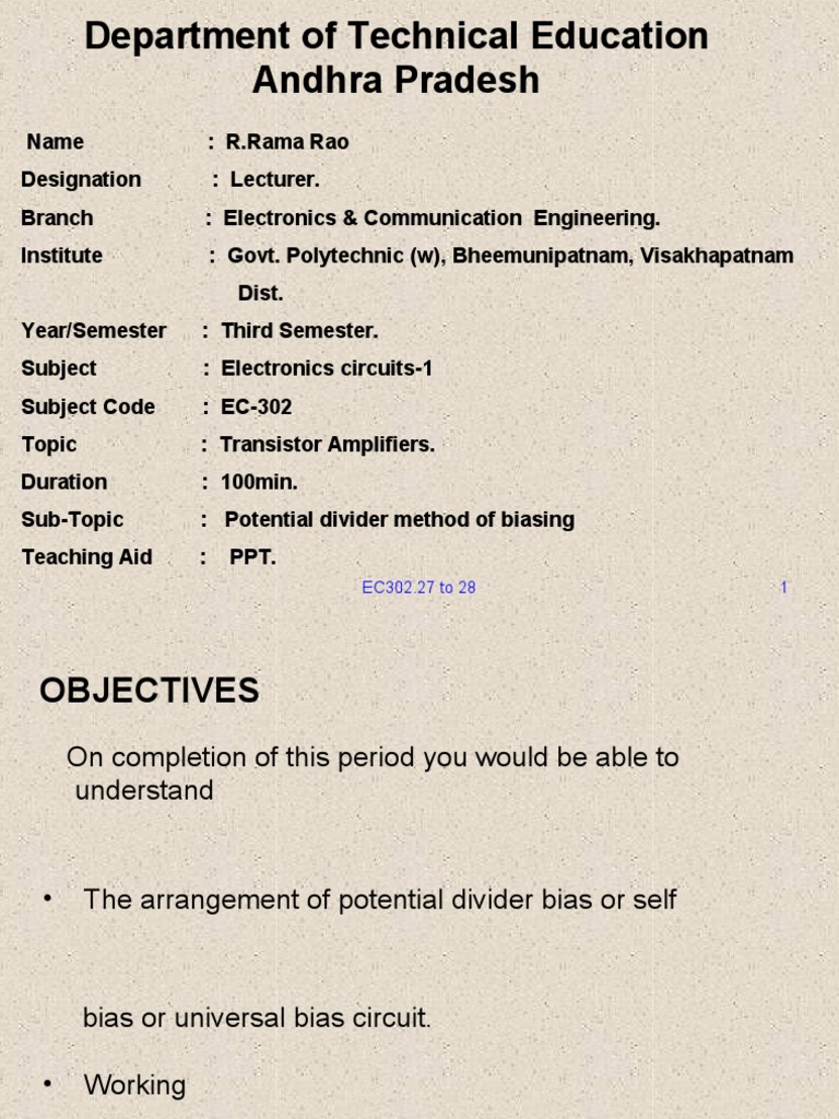 EC302 | PDF | Electrical Network | Transistor