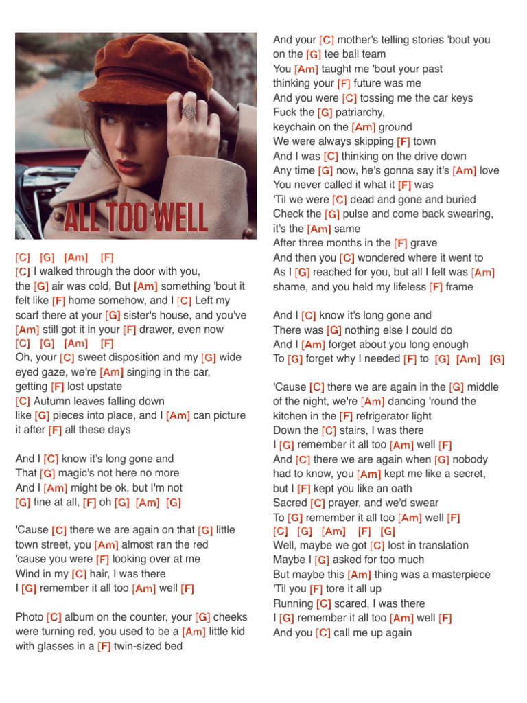 All Too Well (10 Min. Version) - TS - Guitar | PDF