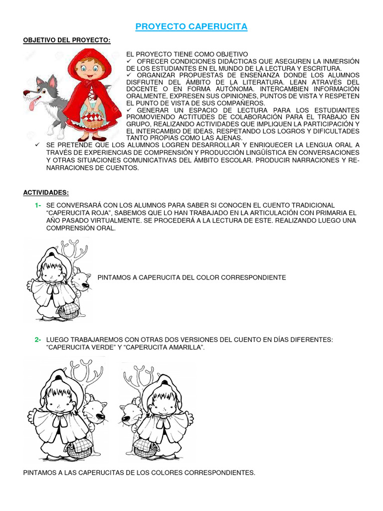 Actividades Didácticas Caperucita Roja | PDF | Cuentos | Comunicación ...