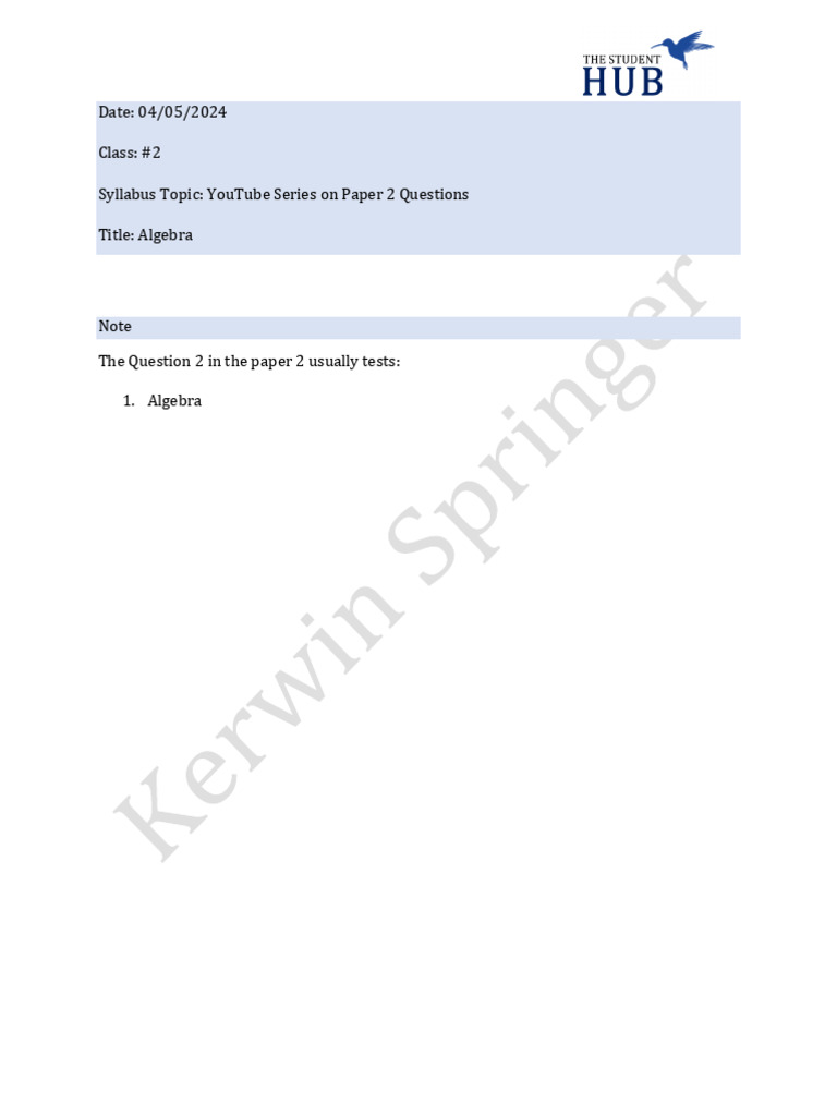 Paper 2 Revision - Question 2s - Questions | PDF | Equations | Area
