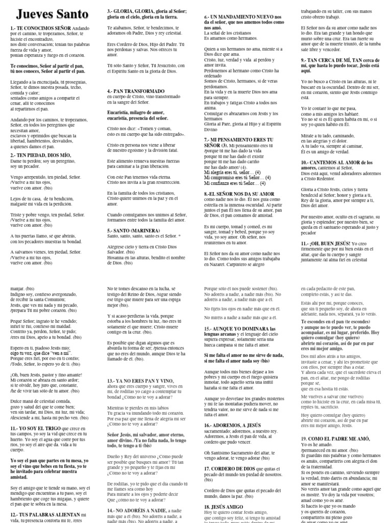 Cantos Jueves SANTO | PDF | eucaristía | Cristo (título)