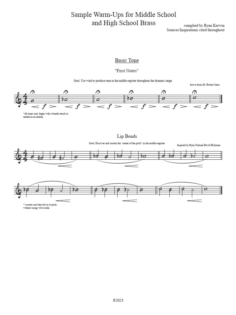 Sample Brass Warmups All Instruments Score | PDF | Brass Instruments ...