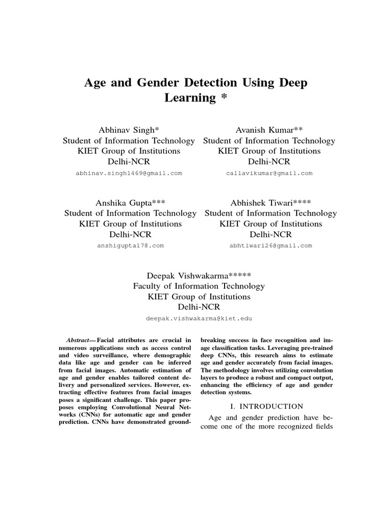 Age And Gender Detection Using Deep Learning Pdf Artificial Neural Network Deep Learning