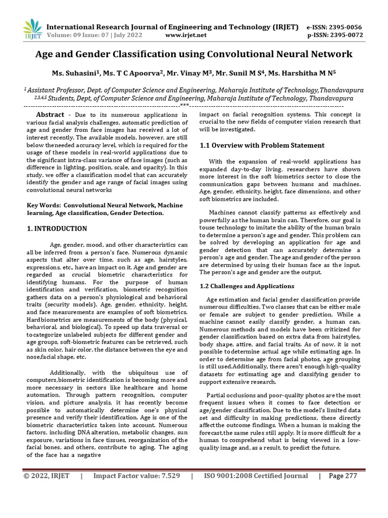 Age and Gender Classification Using Conv | PDF | Deep Learning | Biometrics