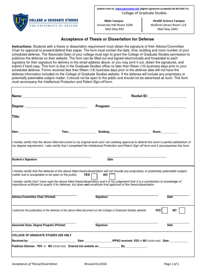 Thesis/Dissertation Defense Approval Form | PDF | Thesis | Document