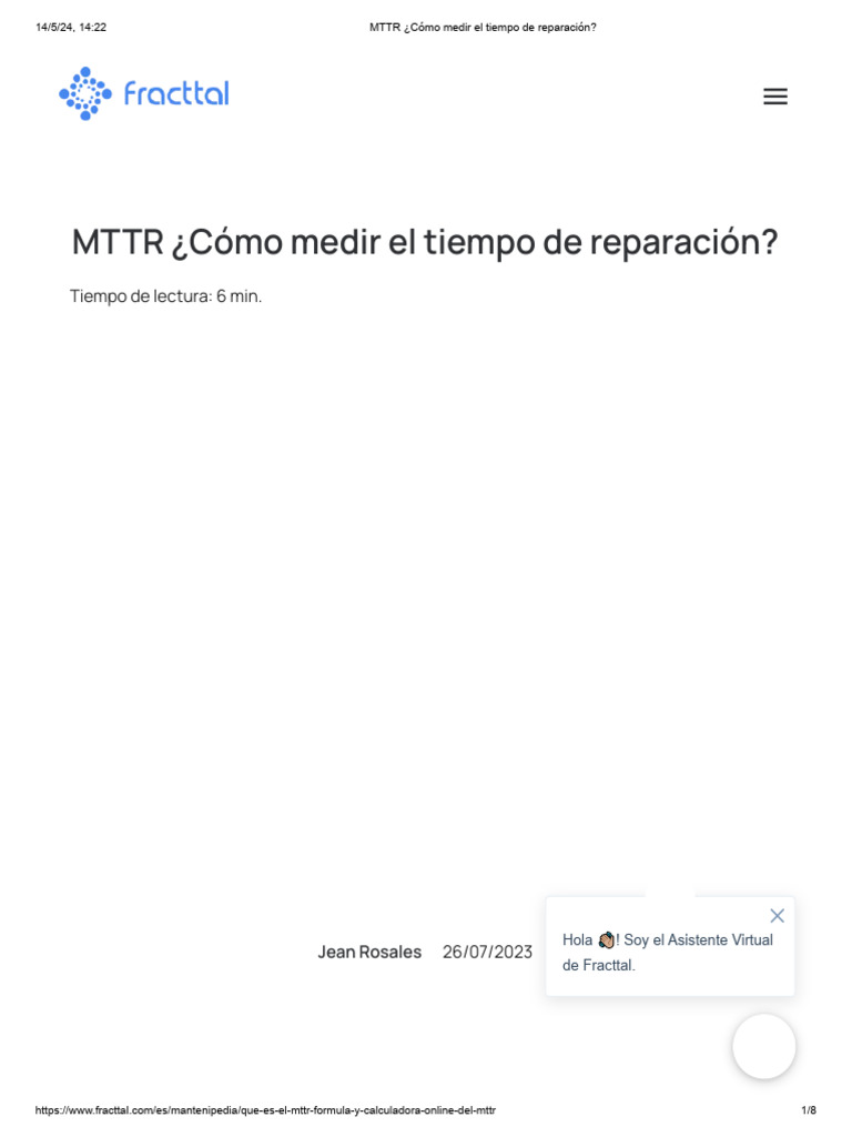 Guía para Calcular y Mejorar el MTTR | PDF