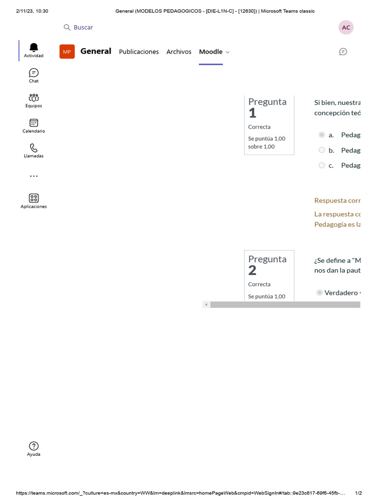 General (MODELOS PEDAGOGICOS - [DIE-L1N-C] - [12630]) _ Microsoft Teams classic | PDF | Microsoft