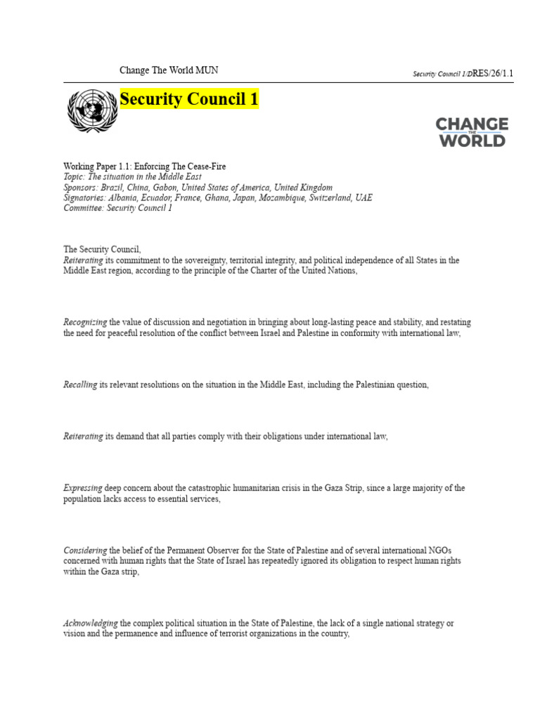 Working Paper 1.1 Enforcing The Ceasefire | PDF | United Nations ...