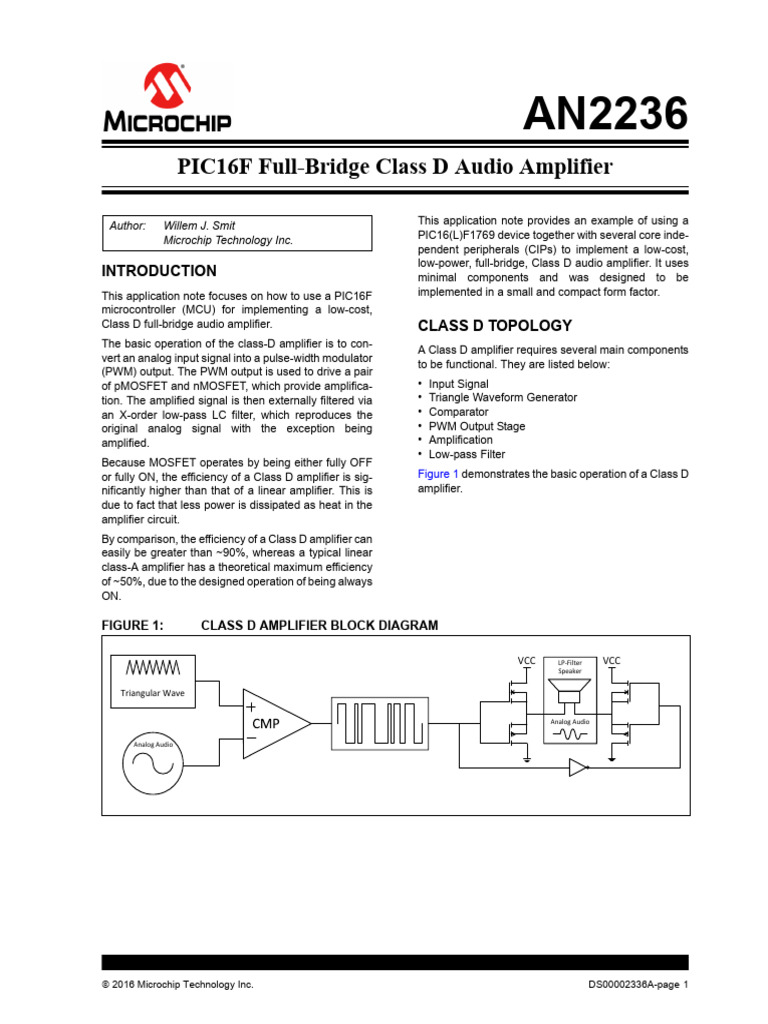 Pic16f Full Bridge Class D Audio Amplifier Author Willem J Smit