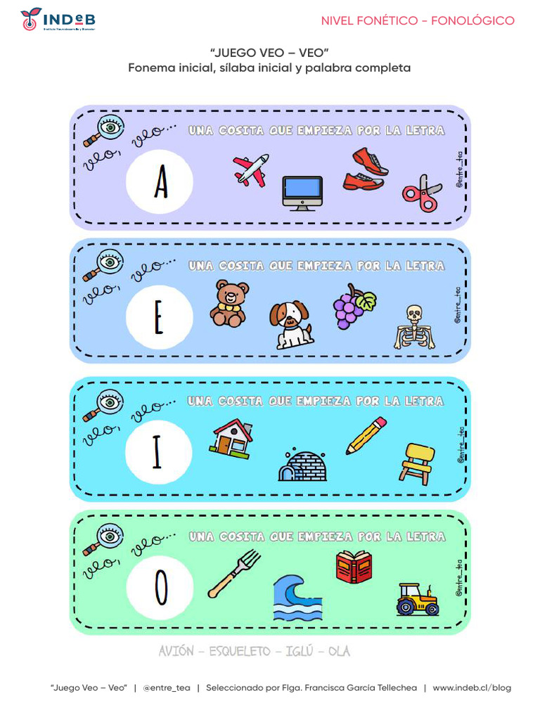 BLOG - "Juego Veo Veo" - Fonema Inicial, Sílaba | PDF | Fonología | Palabra