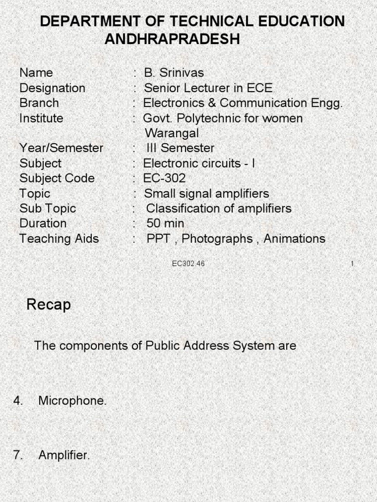 EC302 | PDF | Amplifier | Analog Circuits