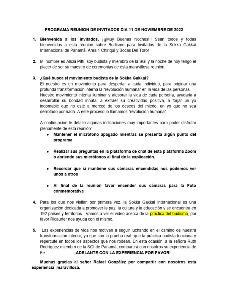 Programa Reunion de Invitados 11112022 | PDF