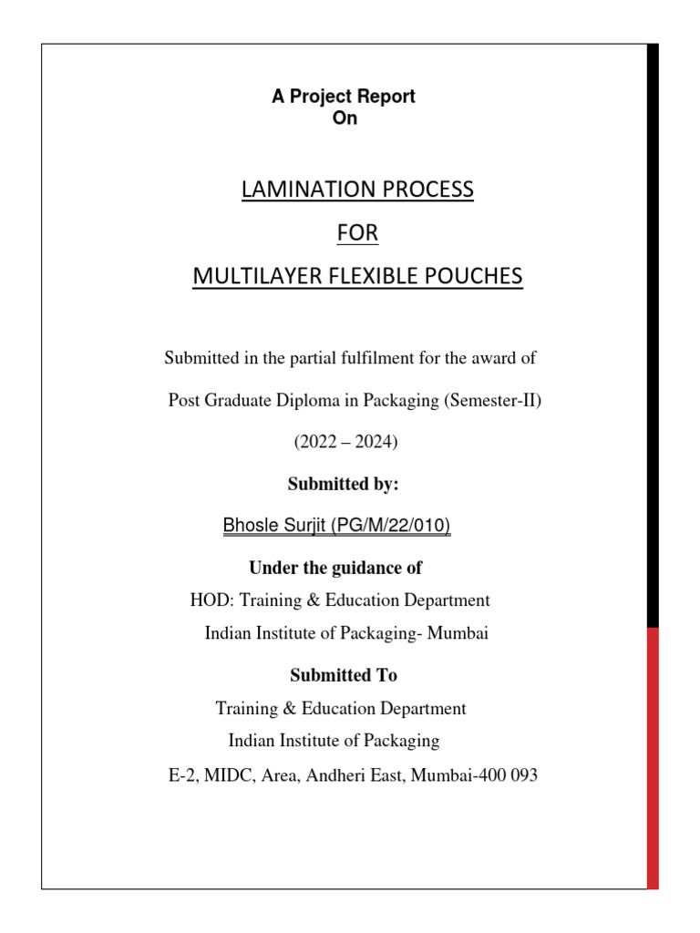 Lamination Process for Flexible Pouches | PDF | Extrusion | Lamination