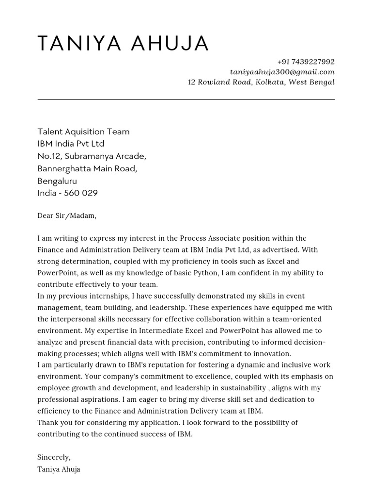 Cover Letter IBM | PDF