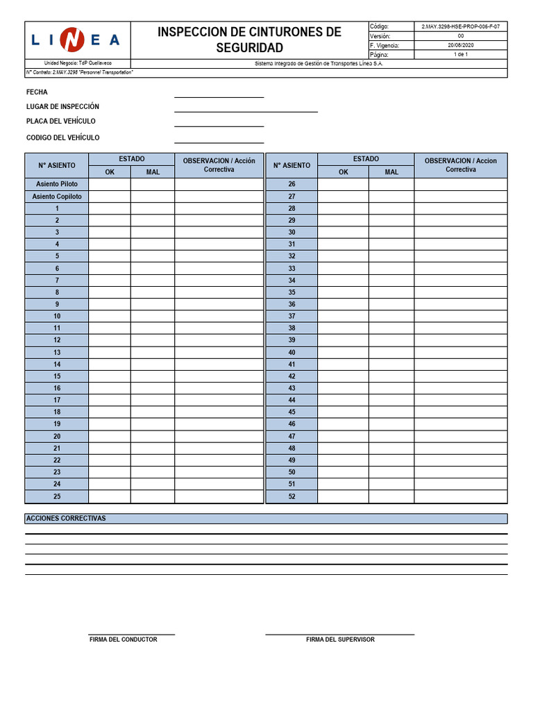 2.MAY.3298-HSE-PROP-006-F-07 RVB - INSPECCION DE CINTURONES DE ...
