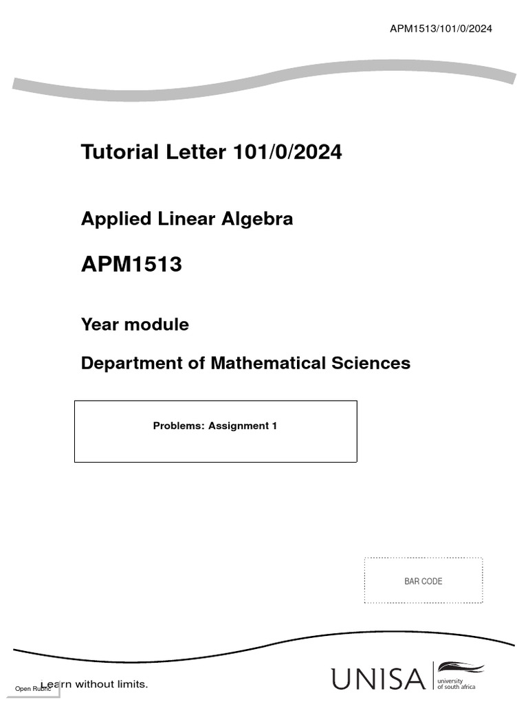 APM1513_TL_101_ASSIGNMENT01_2024 | PDF | Applied Mathematics | Mathematical Objects