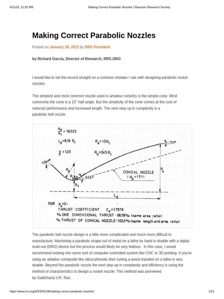 Designing Effective Parabolic Nozzles | PDF | Equations | Curvature