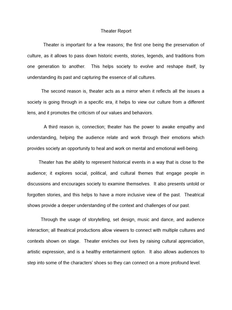 Theater Report | PDF | Theatre | Reason
