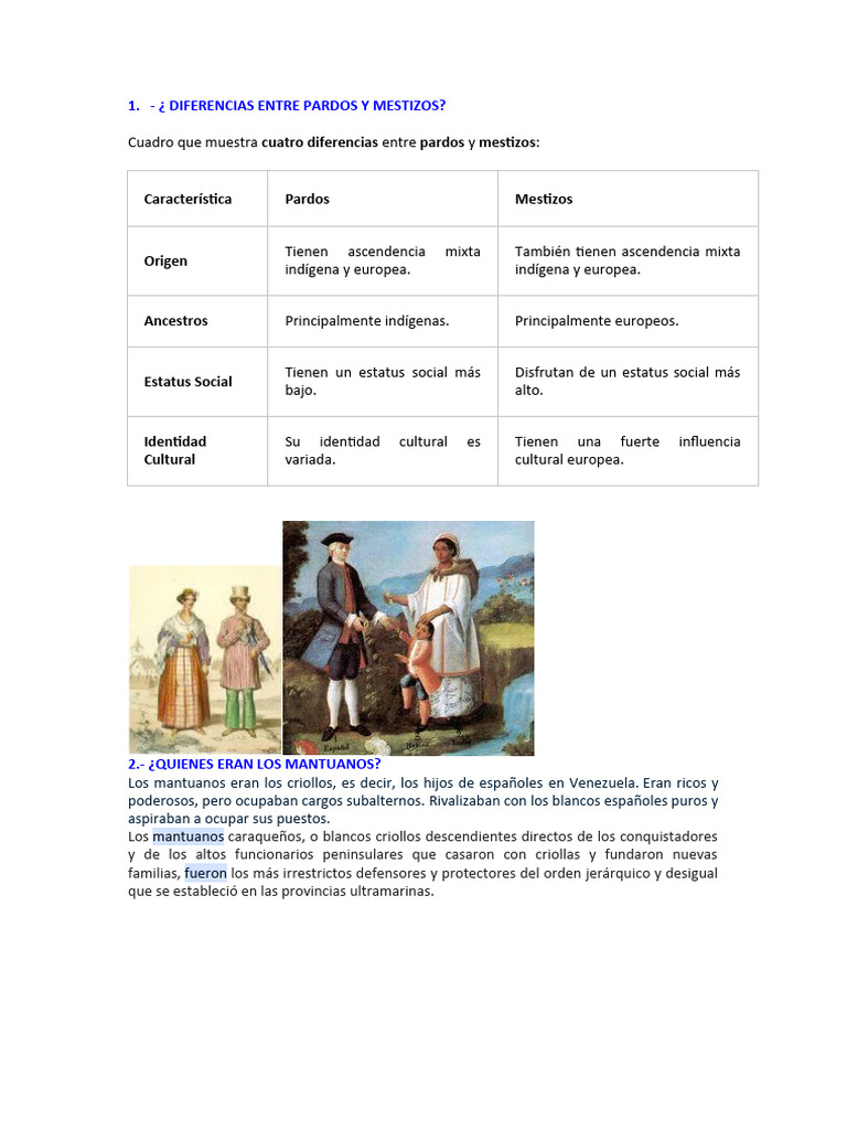 Diferencias entre Pardos y Mestizos | PDF | Gente blanca | España