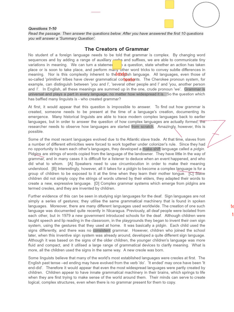 TOEFL Passage 1 The Creators of Grammar | PDF | Grammar | English Language