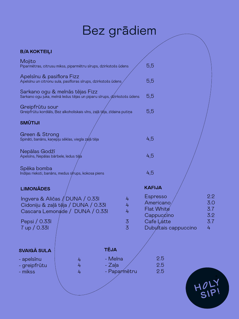 Holy Sip Menu | PDF